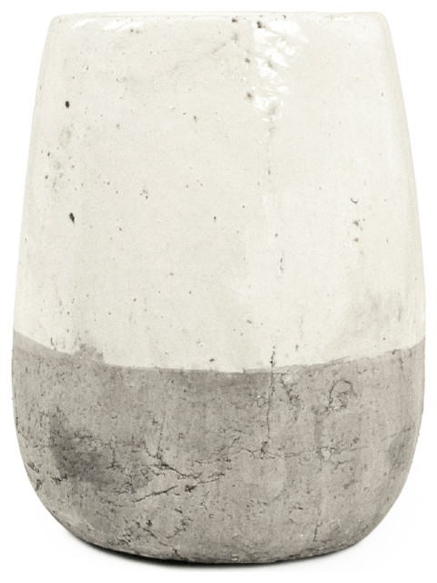 Distressed White Stone Vase - Farmhouse - Vases - by Zentique, Inc. | Houzz