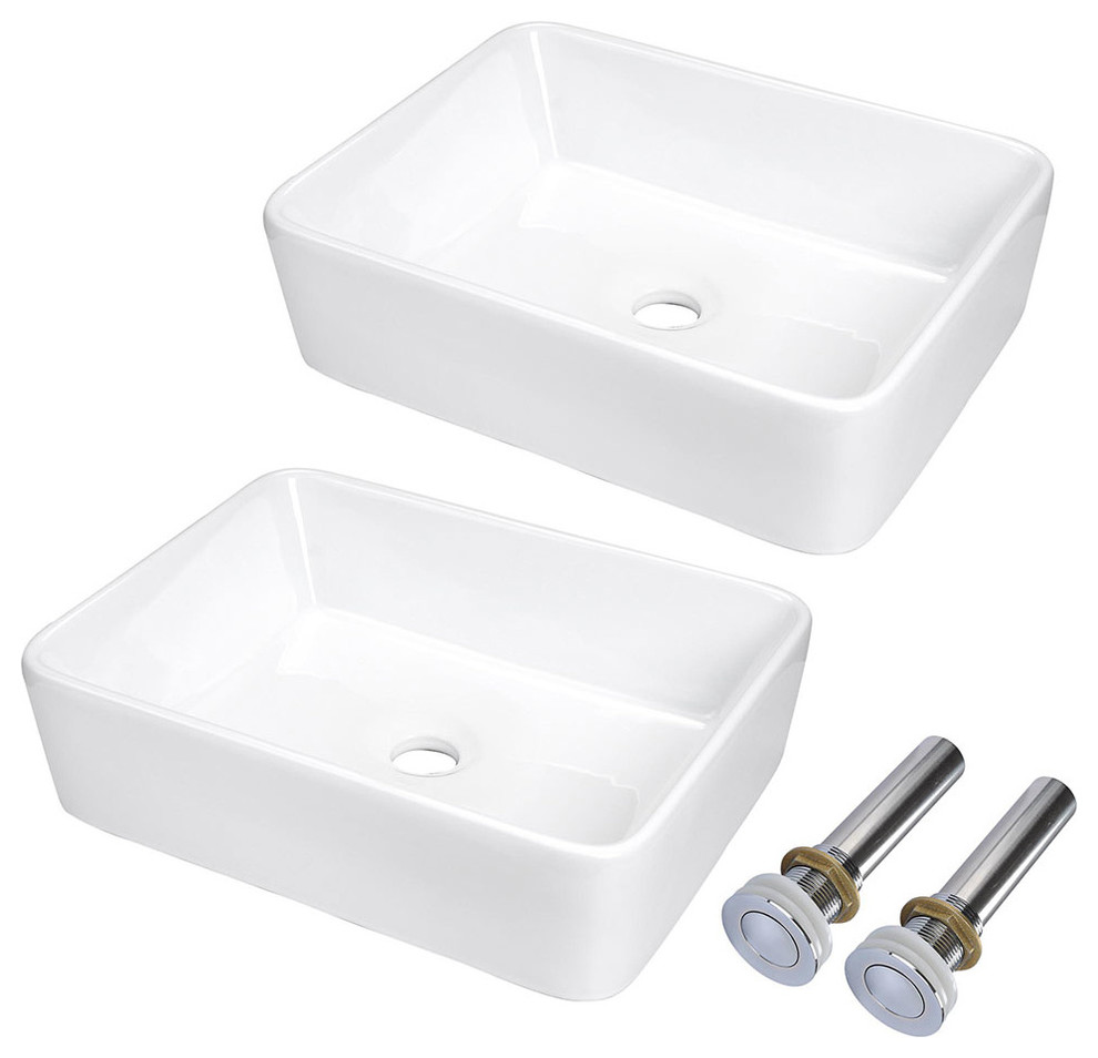 Aquaterior 2 Pack Rectangle Porcelain Above Counter Vessel Sink Ceramic ...
