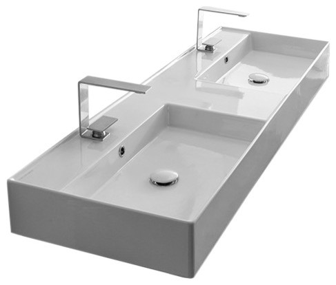56" Double Wall Mounted/Vessel Sink - Contemporary - Bathroom Sinks ...