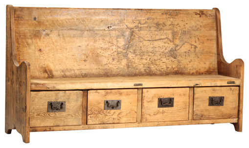 Church Pew Style Bench with Storage - Farmhouse - Accent And Storage ...