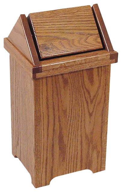 Amish Made Oak Flip-Top Trash Can - Transitional - Trash Cans - by ...
