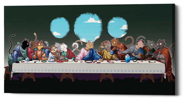 Epic Graffiti 'The Cat's Last Supper' Giclee Canvas Wall Art, 24" x 12 ...