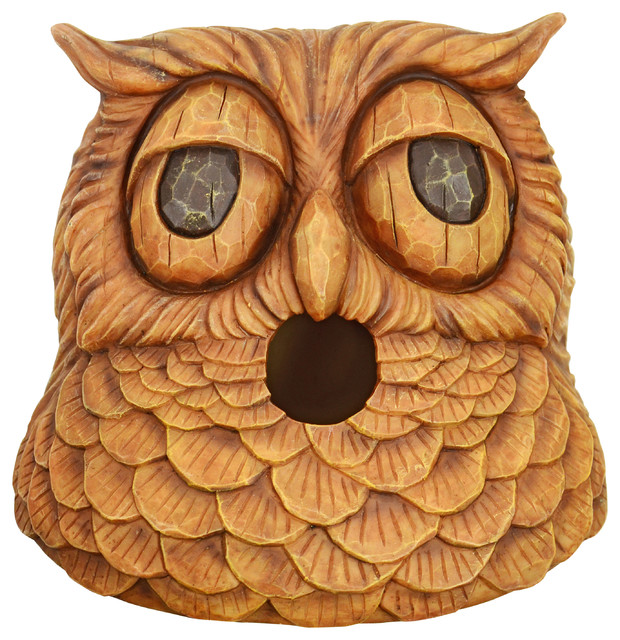 Faces Bird House, Owl - Rustic - Birdhouses - by Red Carpet Studios