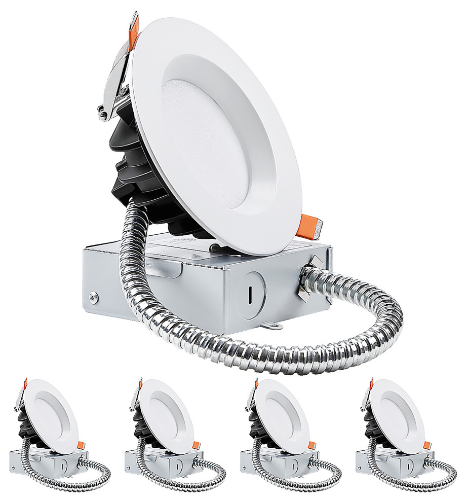 TORCHSTAR 4"LED Slim Recessed Lighting With Junction Box, 3000K Warm ...