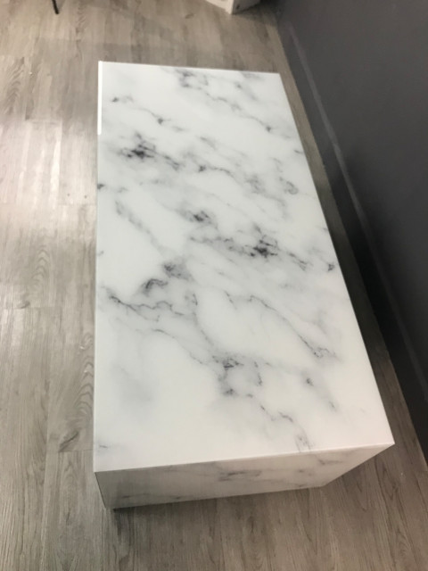 Matteo Marble Design Block Coffee Table, White - Transitional - Coffee ...