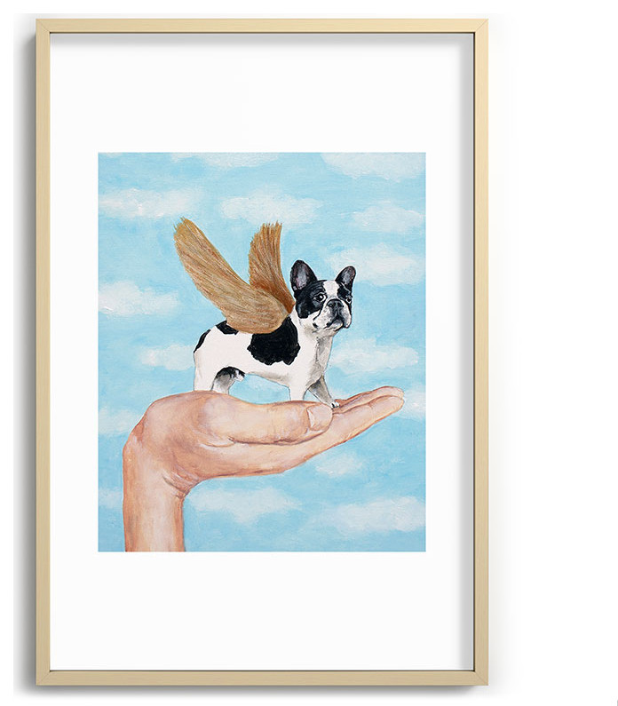 Coco De Paris Frenchie With Golden Wings Recessed Framing Rectangle ...