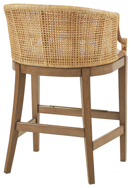 Martha Stewart Playa Handcrafted Rattan Counter Stool 25" H in Natural ...