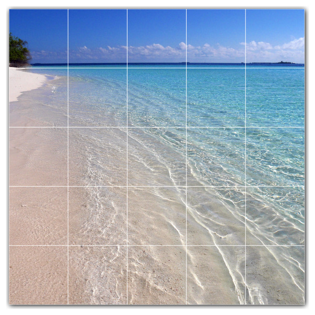 Beach Ceramic Tile Wall Mural HZ500062, 30" Wide x 30" High - Beach ...