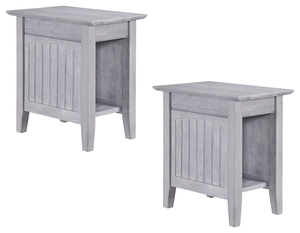 Afi Nantucket Solid Hardwood Side Table Set of 2 Driftwood - Farmhouse ...