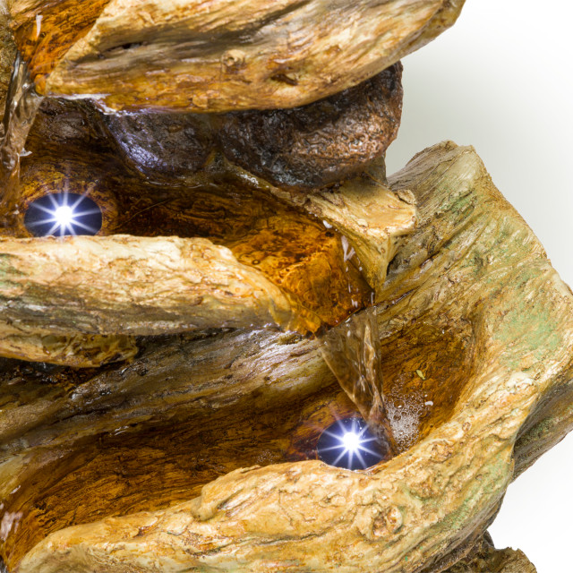 4 Tier Rainforest Waterfall Fountain with LED Lights - Rustic - Outdoor ...