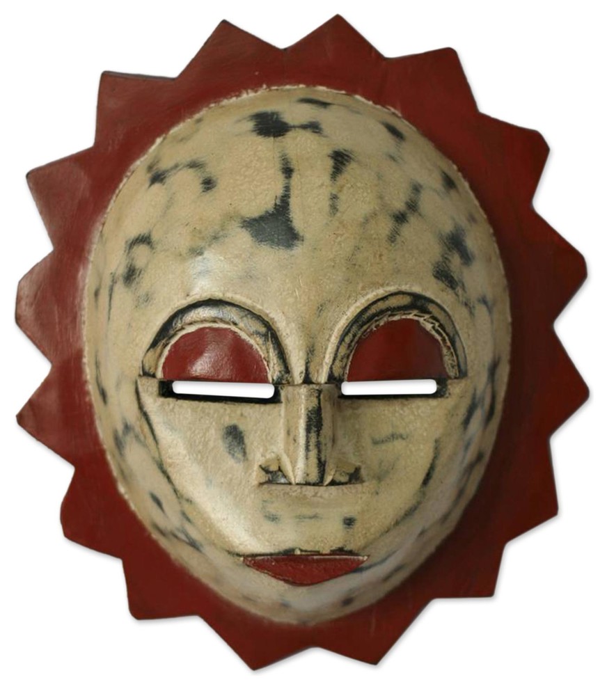 Moon Goddess Nigerian Wood Mask - Tropical - Decorative Objects And ...