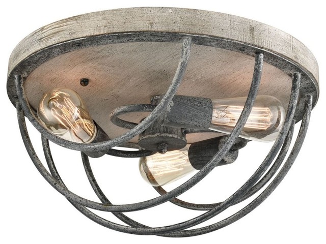 Rustic Flush Mount Ceiling Lights Distressed Wooden Lights - Industrial ...