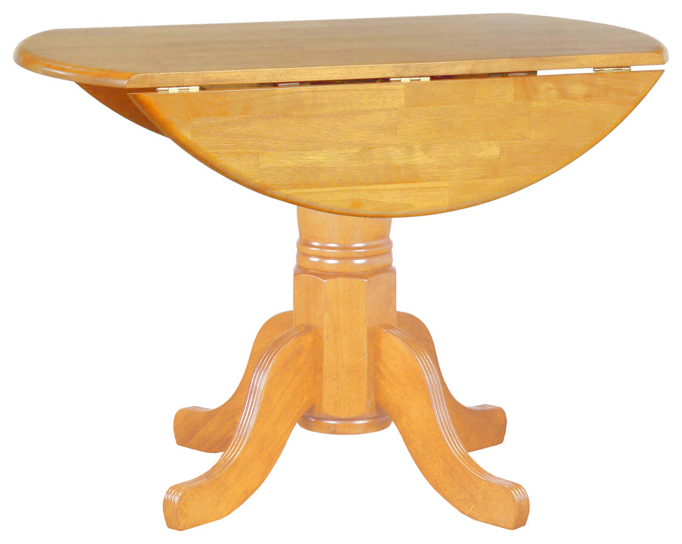 42" Round Extendable Drop Leaf Dining Table Light Oak Seats 4 ...