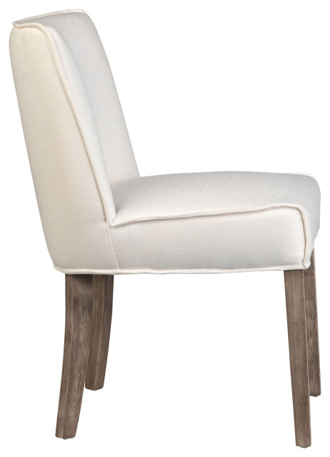 Sienna Linen Blend Upholstered Dining Chair, Off-White - Transitional ...