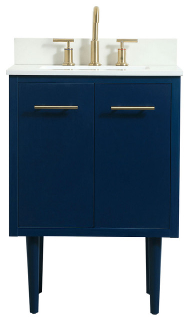 24" Single Bathroom Vanity, Blue With Backsplash, Vf48024Mbl-Bs ...