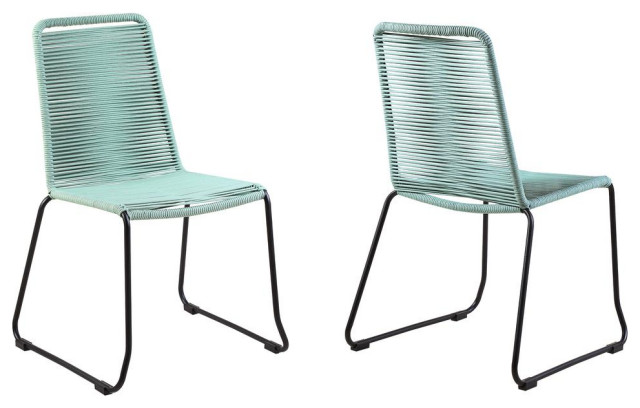 Shasta Outdoor Metal & Rope Stackable Dining Chair- Set of 2 ...
