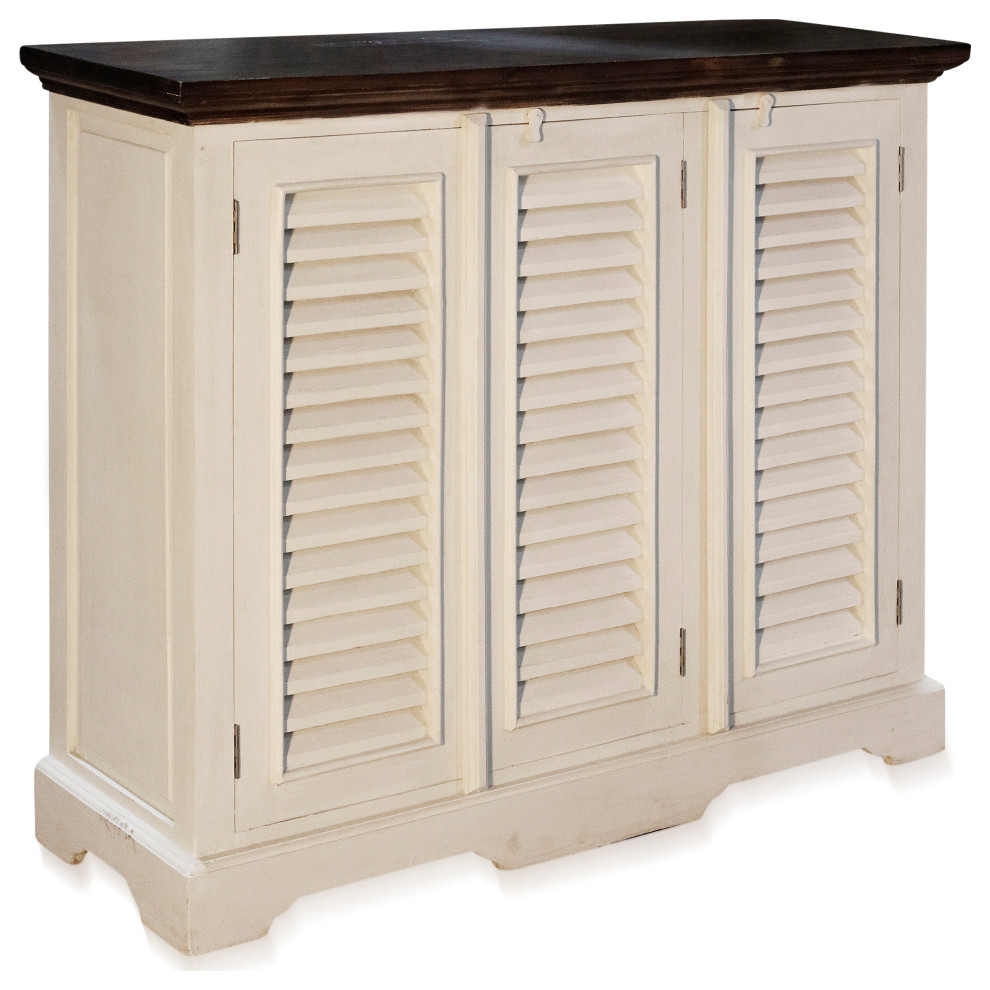 Newhall Louver Style Cabinet Solid Mindy Wood Two Tone Finish - Beach ...