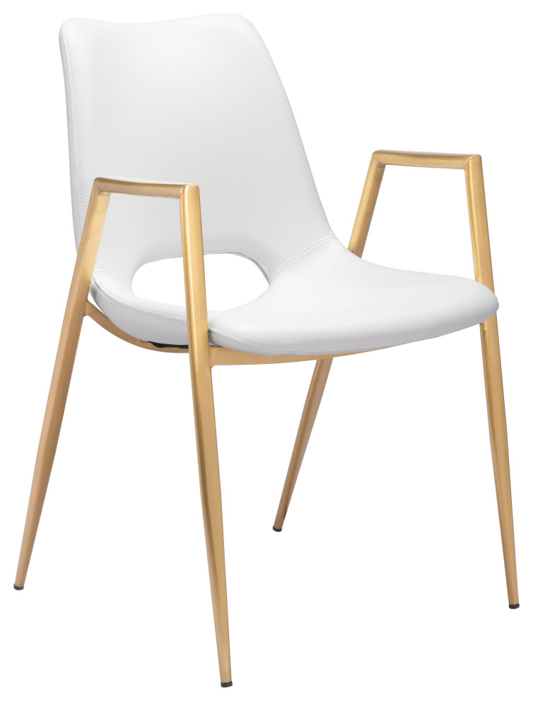 Desi Dining Chair (Set of 2) White & Gold - Midcentury - Dining Chairs ...