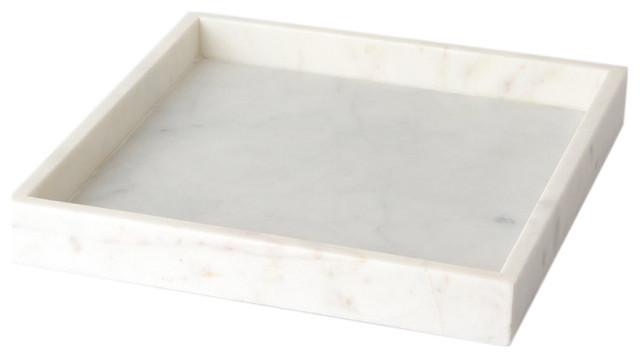 White Marble Square Tray - Traditional - Serving Trays - by Best Home ...