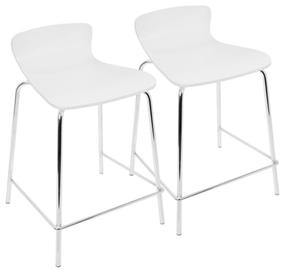 Woodstacker Contemporary Stackable Counter Stools, White, Set of 2 ...