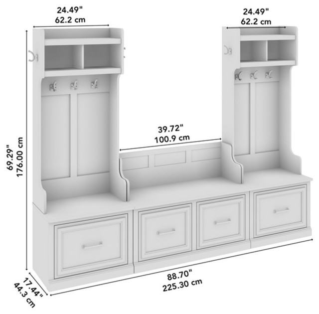 Woodland Entryway Storage Set with Drawers in Black Suede Oak ...