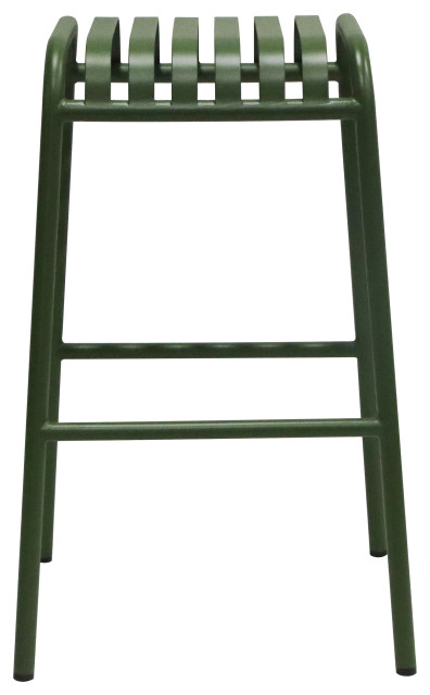 Enid Stackable Outdoor Bar Stool, Dark Green Set of 2 - Contemporary ...