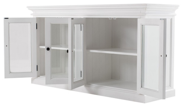 Modern Farm White Glass Door Buffet Server - Traditional - Buffets And ...