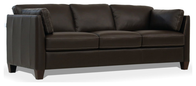 Comfortable Sofa, Genuine Leather Upholstered Seat With Sloped Arms ...