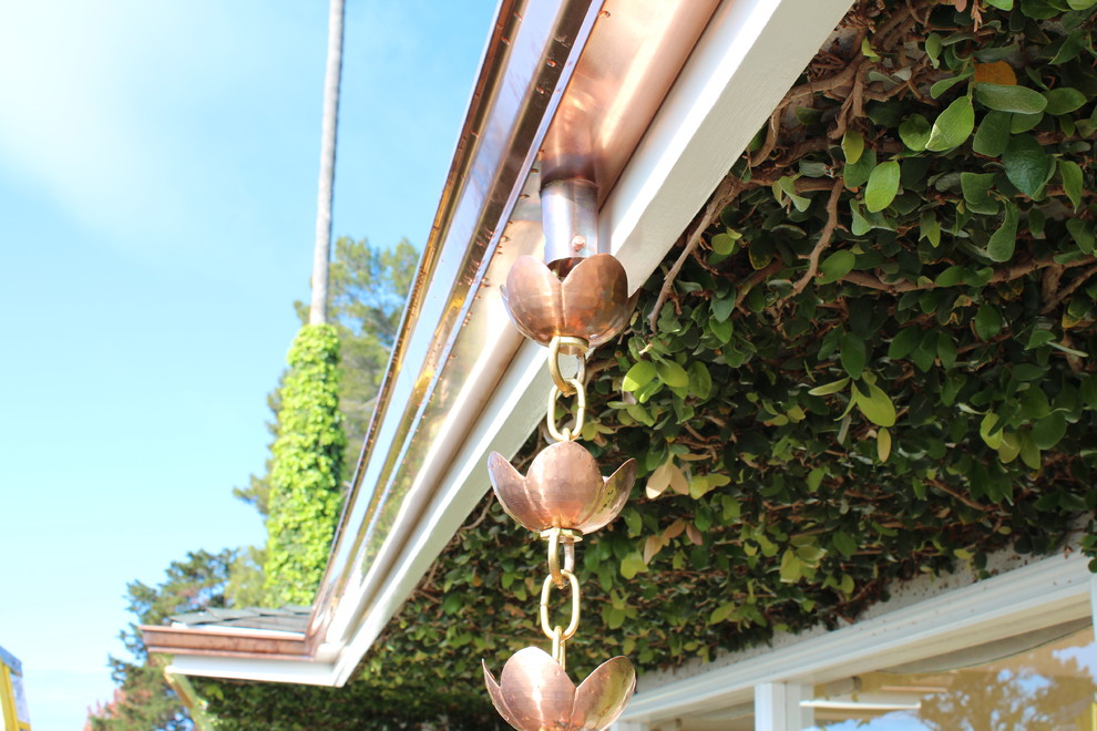 Copper Rain Gutters, Brentwood, K-5 with Round Downspouts and Heavy ...