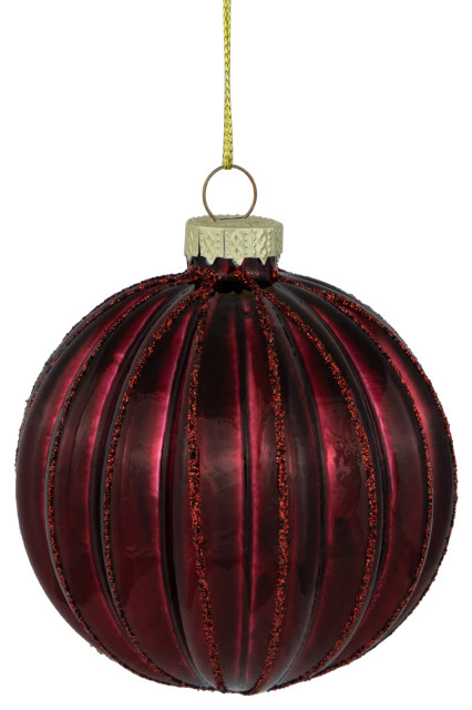 4ct Shiny Maroon Glass Ball Christmas Ornaments 3", 80mm - Modern ...