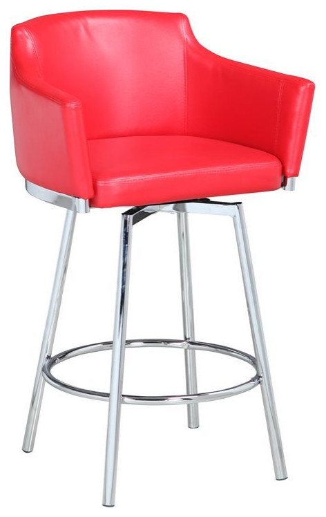 Chintaly Imports Dusty 40.4" Club Bar Stool with Memory Swivel, Red ...