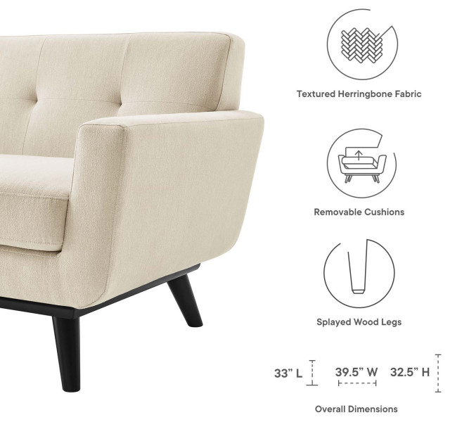 Engage Herringbone Fabric Armchair - Midcentury - Armchairs And Accent ...