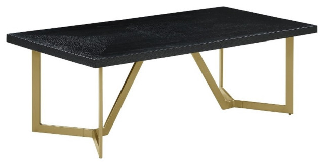 Black Wood Coffee Table with Gold Painted Legs - Contemporary - Coffee ...