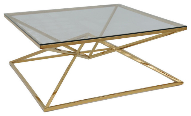 Sagebrook Home Glass Top Coffee Table 42x42"Gold Accent, 42x42x18 ...