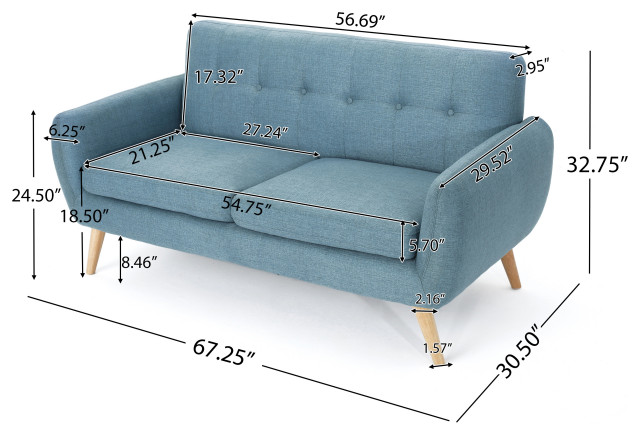GDF Studio Joseline Mid Century Modern Petite Fabric Sofa - Midcentury ...
