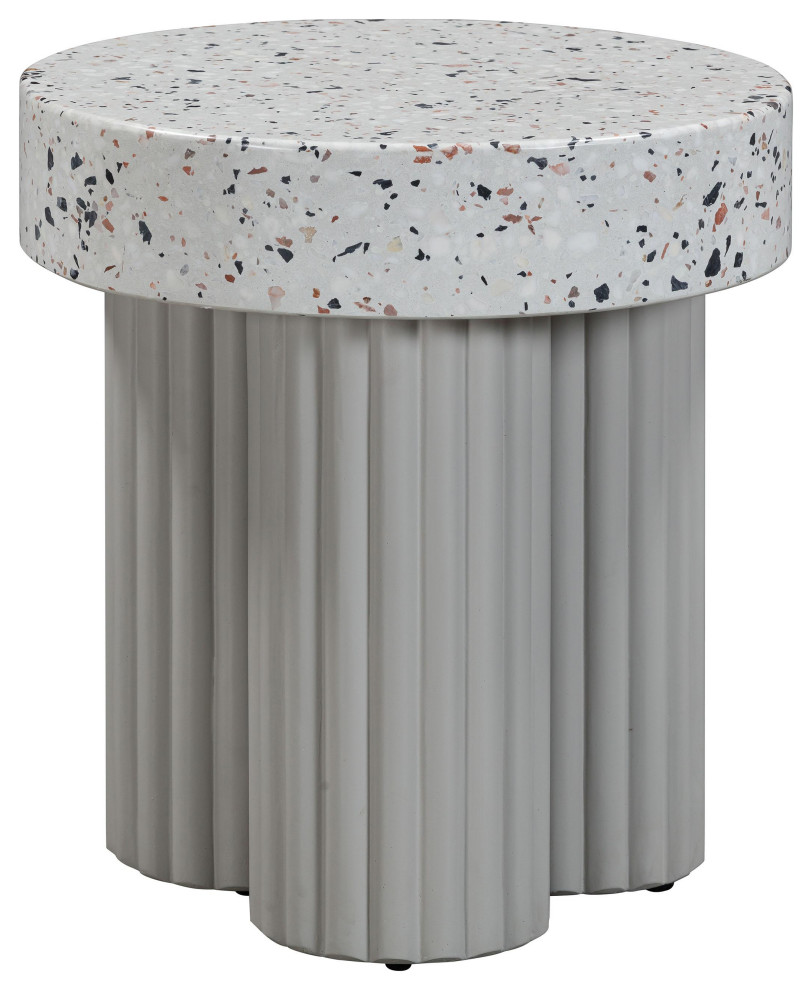 Clover Faux Terrazzo Indoor / Outdoor Round Side Table - Transitional - Outdoor Side Tables - by ...