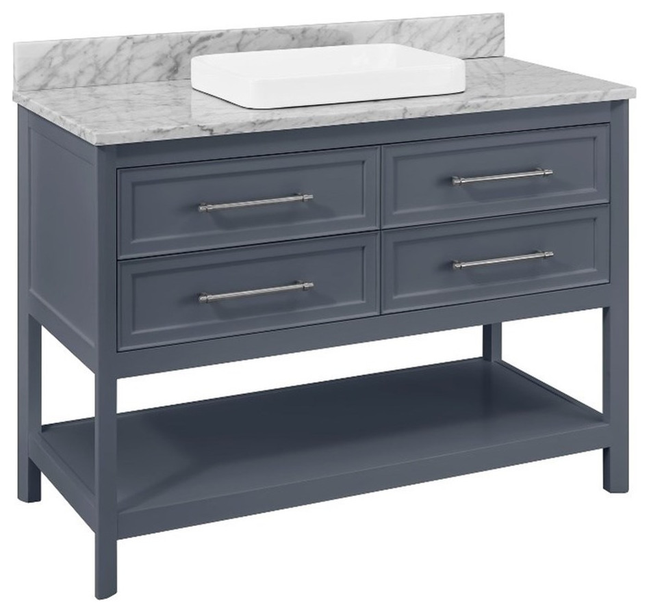 ED Ellen DeGeneres Riven 48" Vanity in Dusk Blue with Natural Carrara ...