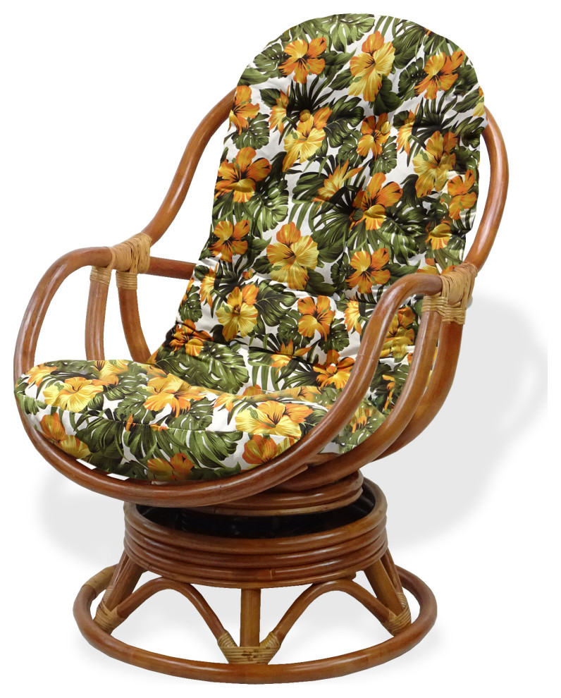 Rattan Wicker Handmade Bali Lounge Swivel Rocking Chair with Cushion ...