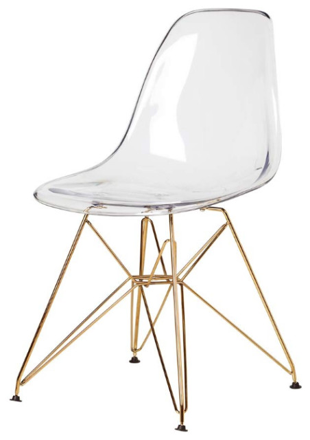 Eiffel Clear Chair With Gold Base (Set Of 4) - Midcentury - Dining ...