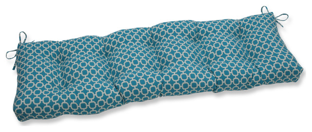 Hockley Teal 60x18" Outdoor Tufted Bench/Swing Cushion - Contemporary ...