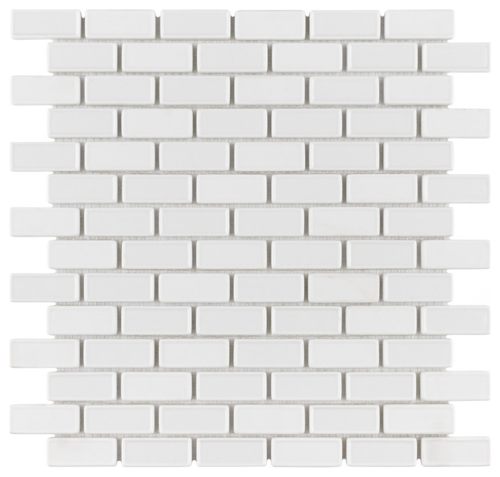 Expressions Recessed Subway White Glass Floor and Wall Tile ...