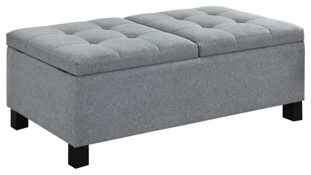 Coaster Transitional Fabric Upholstered Corner Split Storage Bench in ...