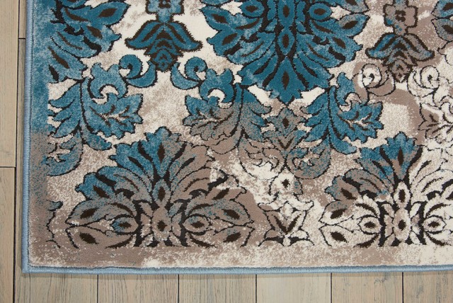 Nourison Karma KRM05 Ivory Blue Area Rugs, 9' to 12' wide ...