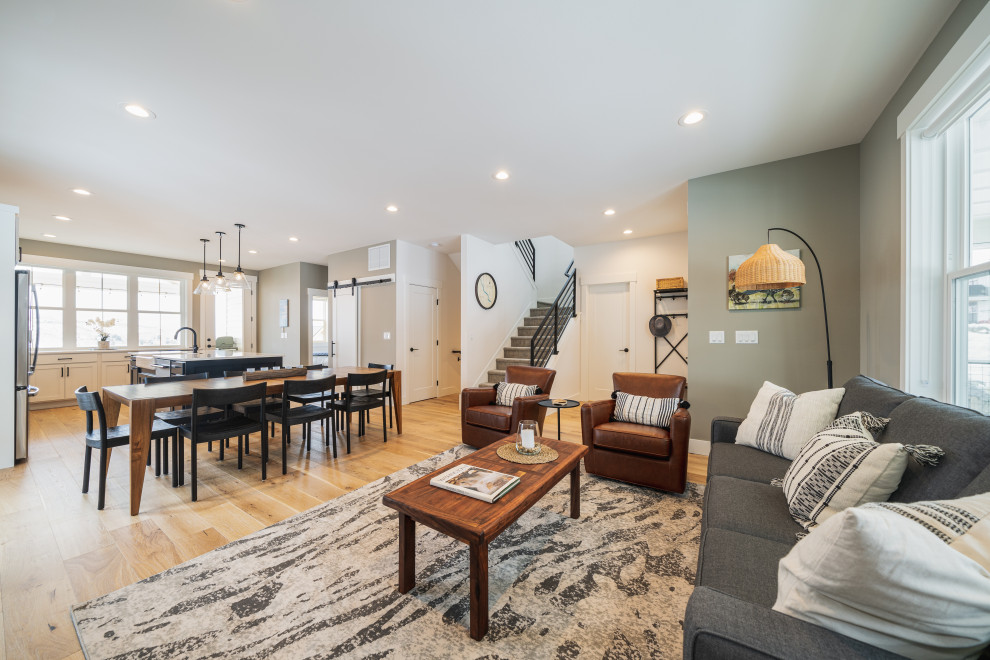 Classic neutral open living space, dining, and kitchen - Living Room ...