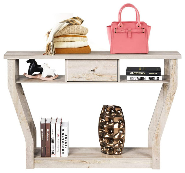 Modern 47 Inch Console Table/Entryway Table with Drawer and Shelf ...