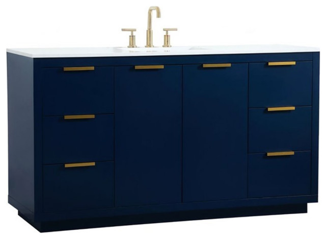 Elegant Decor Blake 60" Aluminum Alloy MDF Single Bathroom Vanity in ...
