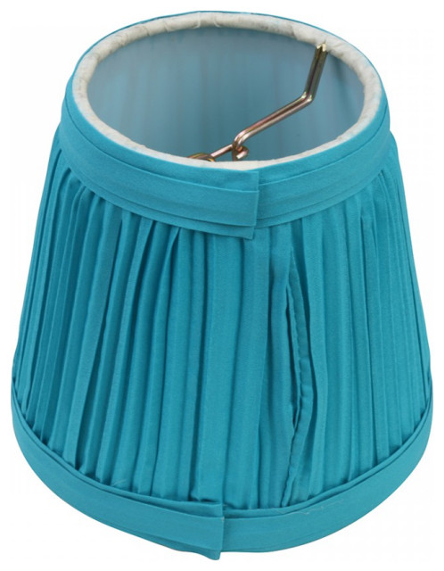 Small Clip-On Lamp Shade Blue Fabric Clip On Traditional Style for ...