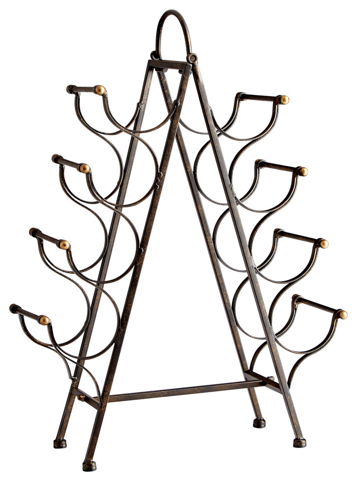 Luxe Rustic Old World Tabletop 8 Bottle Wine Rack, Iron Pyramid ...