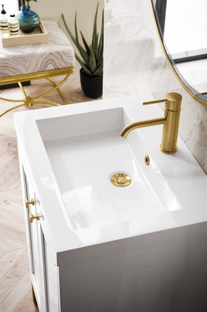 24 Inch White Single Sink Bathroom Vanity Radiant Gold Meta Legs, James ...