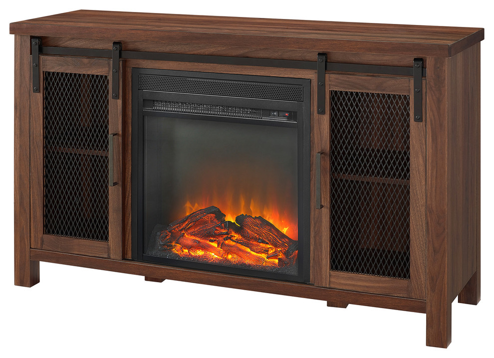 48" Rustic Farmhouse Fireplace TV Stand - Farmhouse - Entertainment ...